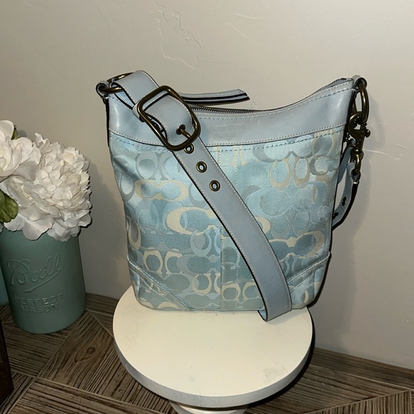 Coach | Bags | Coach Pastel Blue Leather Hobo Crossbody 206 Euc | Poshmark